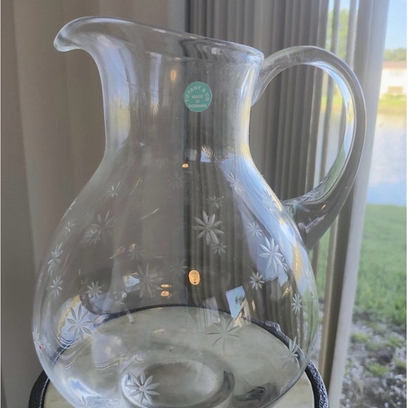 Tiffany & Co. | Accents | Tiffany Co Clear Glass Pitcher With Floral ...